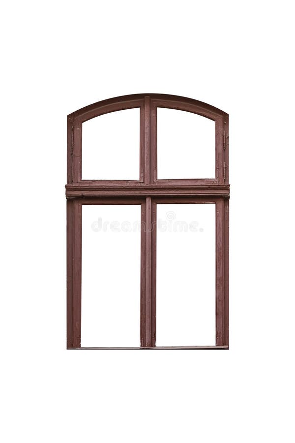 19th Century Dark-brown Arched Wooden Window Isolated on White ...