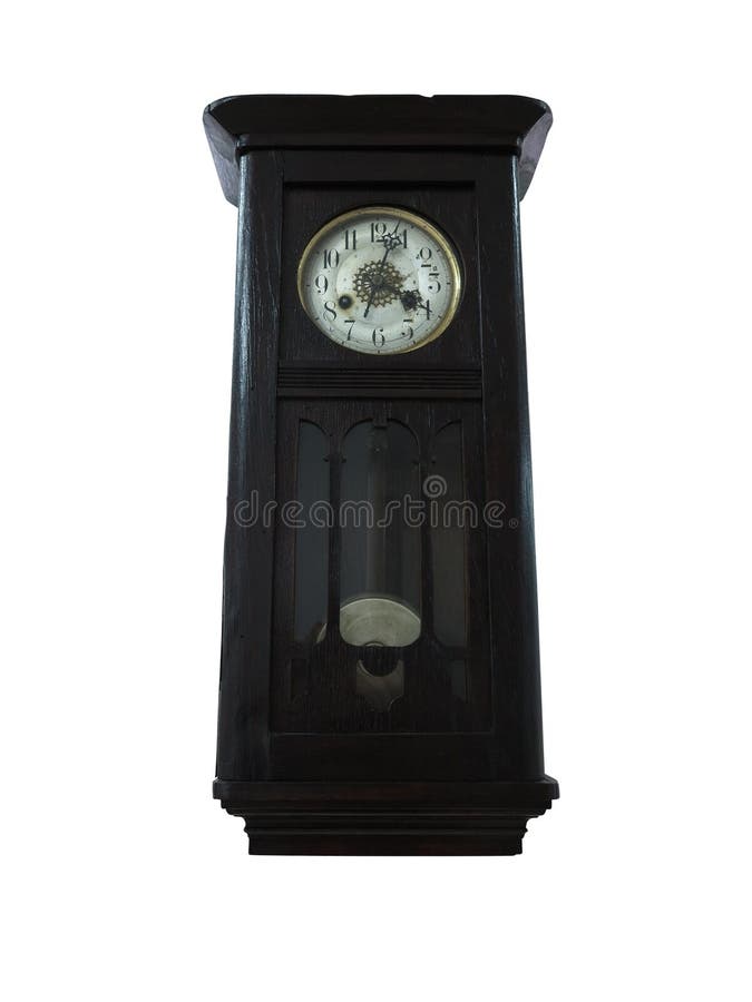 19th Century Old Pendulum Wooden Clock Isolated on White Stock Photo ...