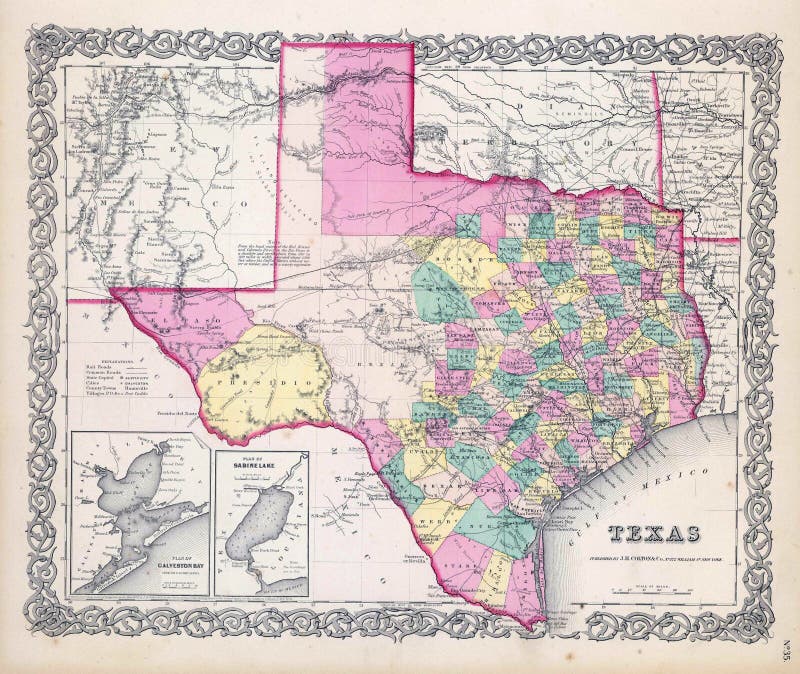 18-19th Century Old Vintage Map of Texas Stock Image - Image of ...