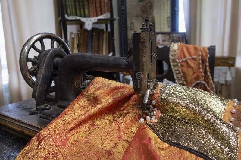 A 19th Century Sewing Machine in the Interior of an Old Room Stock ...