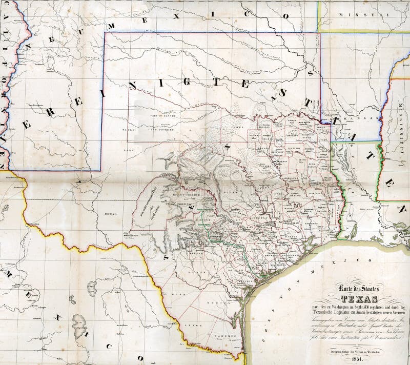 18-19th Century Vintage German Map of the State of Texas Stock Photo ...