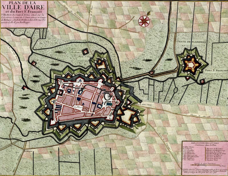 18th-century Vintage Map of the Fortified City Stock Photo - Image of ...