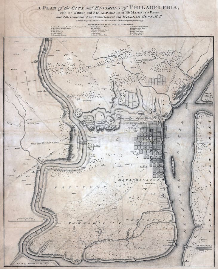 18th-century Vintage Map of Philadelphia City Plan Editorial Stock ...