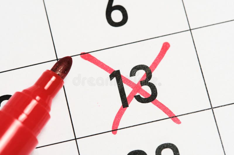 13th Day in the Calendar is Marked with a Red Marker. Stock Photo ...