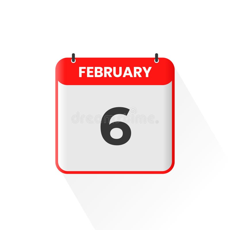 6th February Calendar Icon. February 6 Calendar Date Month Icon Vector ...