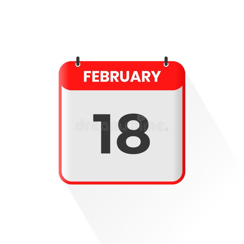 18th February Calendar Icon. February 18 Calendar Date Month Icon ...