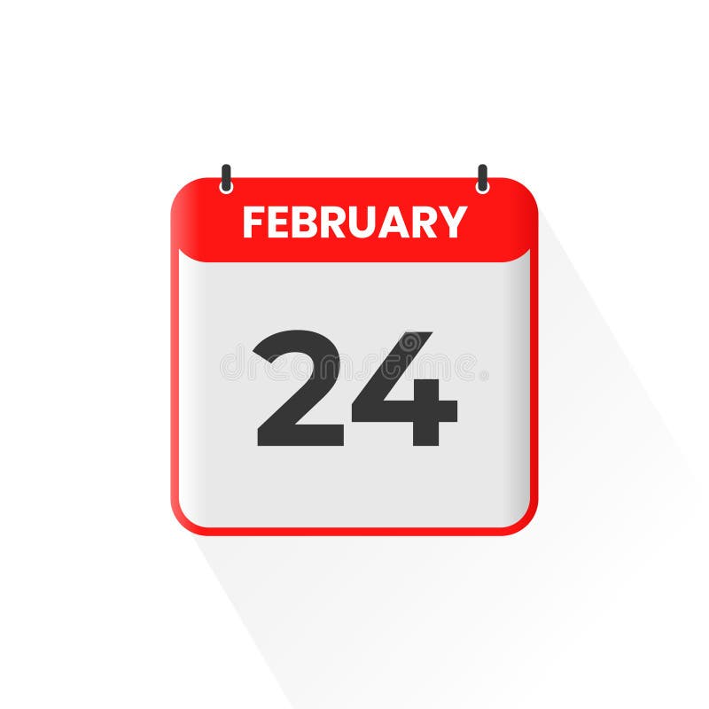 24th February Calendar Icon. February 24 Calendar Date Month Icon ...