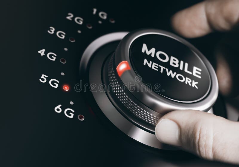 5th Generation Mobile Network, 5G Wireless System Stock Illustration ...