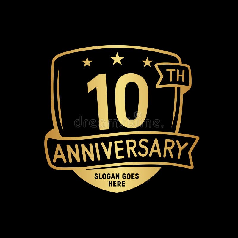 10 Years Anniversary Celebration Shield Design Template. 10th ...