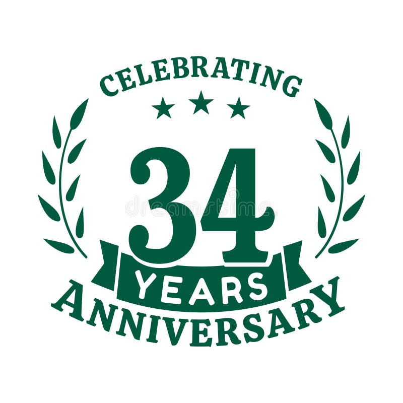 34 Years Anniversary Celebration Logotype. 34th Anniversary Logo ...