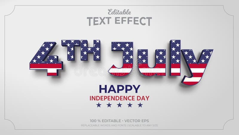 4th of July Independence Day America 3d Editable Text Effects Stock ...