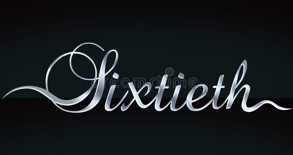 60th in Isolated Silver Letters Stock Illustration - Illustration of ...