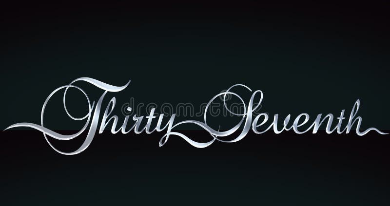 37th in Isolated Silver Letters Stock Illustration - Illustration of ...