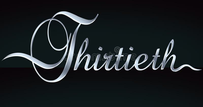 30th in Isolated Silver Letters Stock Illustration - Illustration of ...