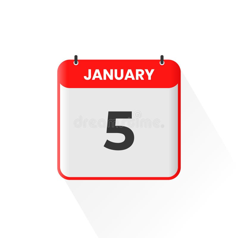5th January Calendar Icon. January 5 Calendar Date Month Icon Vector ...
