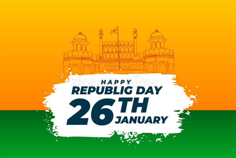 26th January Happy Republic Day Banner with Red Fort Design Stock ...