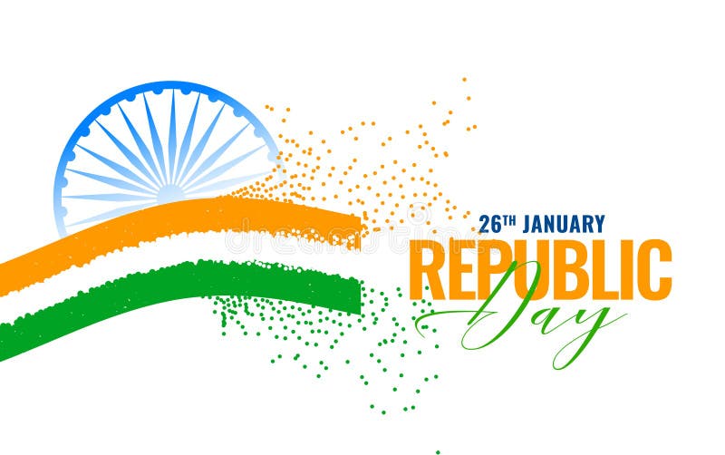 26th January Indian Republic Day Background with Dotted Tricolor Flag ...