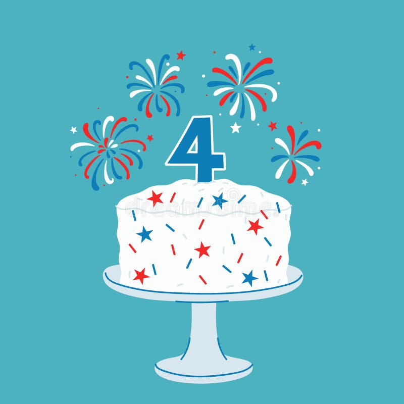 4th of July Cake with Fireworks. Vector Graphics Stock Vector ...