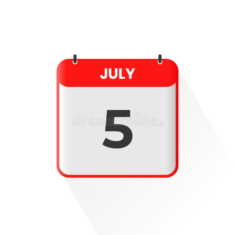 5th July Calendar Icon. July 5 Calendar Date Month Icon Vector ...