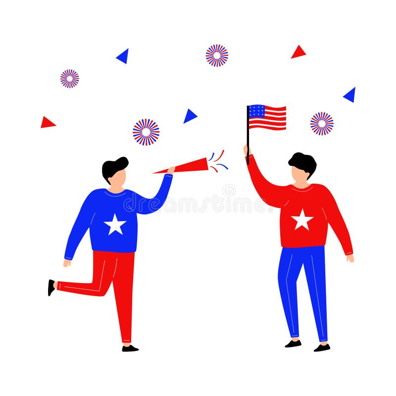 4th of July with character stock vector. Illustration of national ...