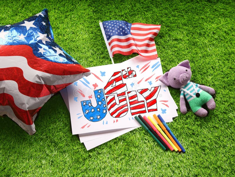4th of July. Children S Drawing. Independence Day Concept. Stock Image ...