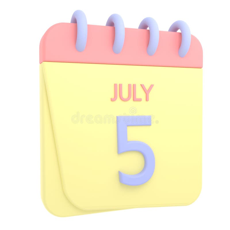 5th July 3D calendar icon stock illustration. Illustration of event ...