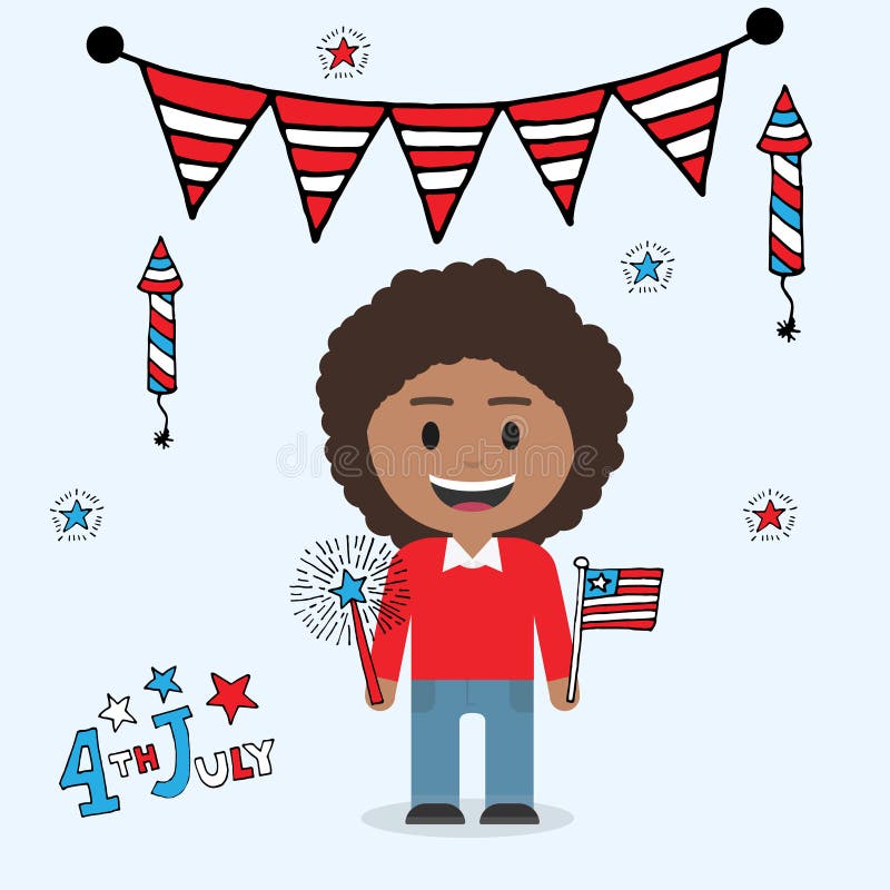 4th july female character stock illustration. Illustration of laughing ...