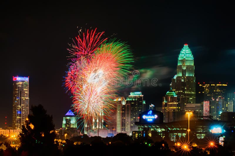 4th of July Fireworks Skyshow Charlotte Nc Stock Image - Image of ...