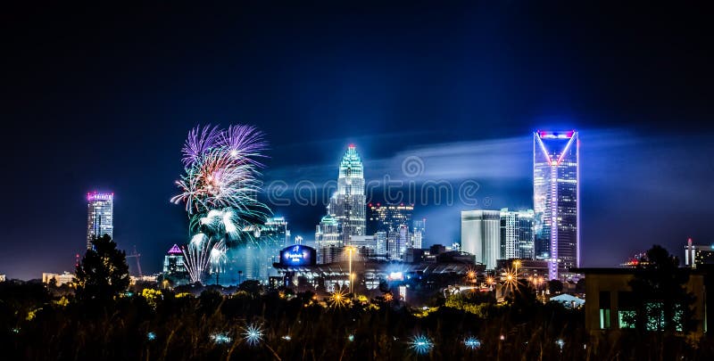 4th of July Fireworks Skyshow Charlotte Nc Stock Image - Image of ...