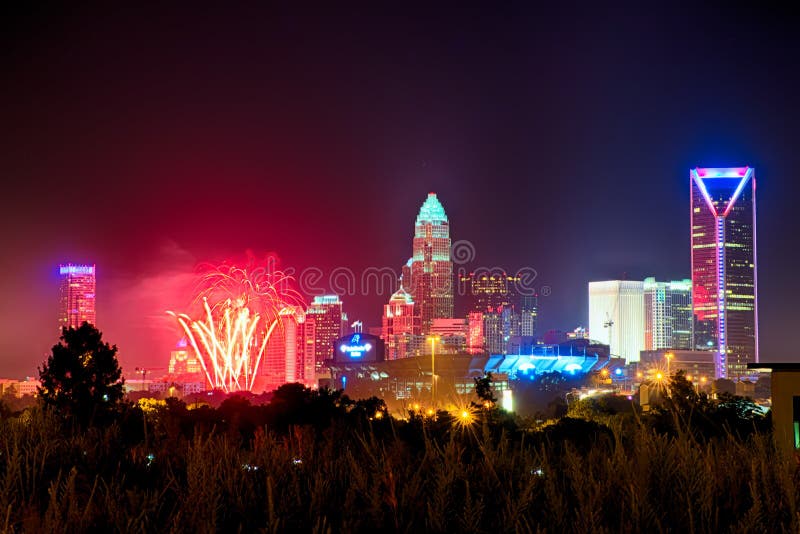 4th of July Fireworks Skyshow Charlotte Nc Stock Image - Image of ...
