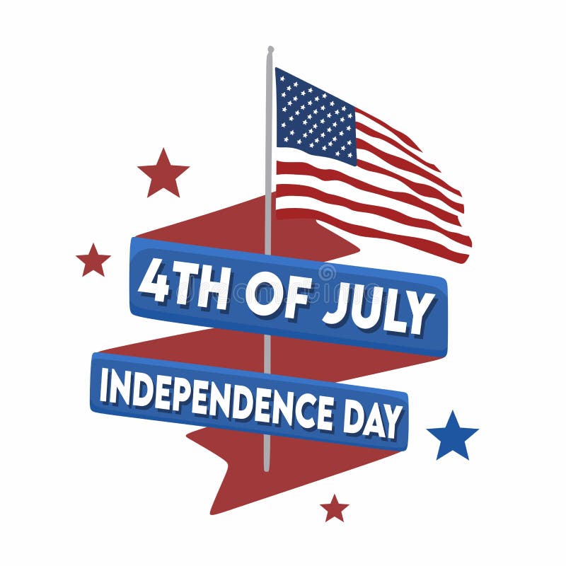 4th of July with Flying American Flag Stock Vector - Illustration of ...