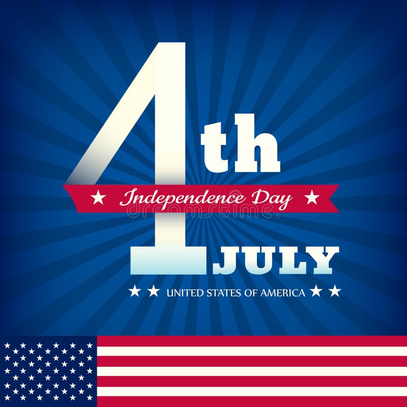 4th Of July Independence Day On Blue Burst Background Stock Vector ...