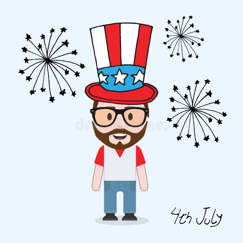 4th july male character stock illustration. Illustration of mascot ...