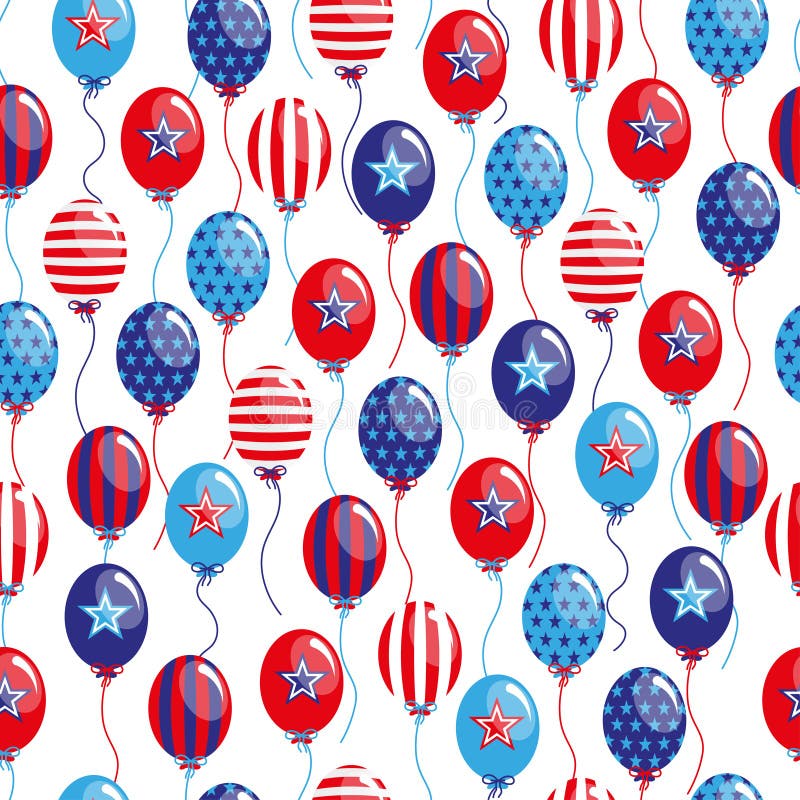 4th of July Seamless Pattern with Balloons Stock Illustration ...