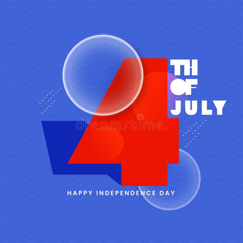 4Th of July Text with Bubbles on Blue Wavy Seamless Pattern for Us ...