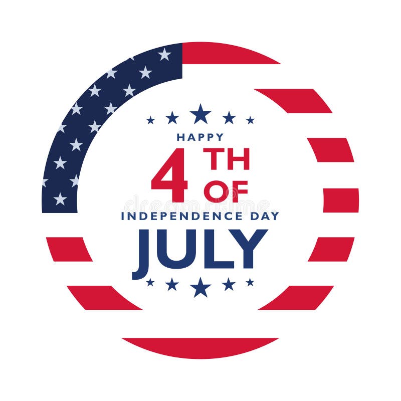 4th of July Text in Round Frame with American Flag Stock Vector ...