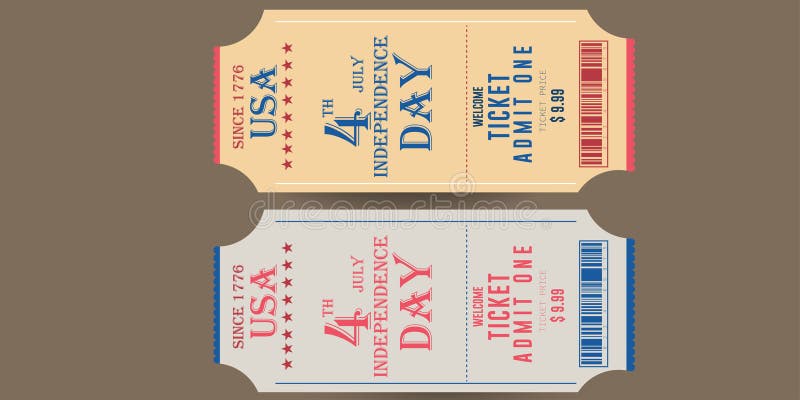4th of July Ticket Card Independence Day Lettering Text. Ticket Poster ...