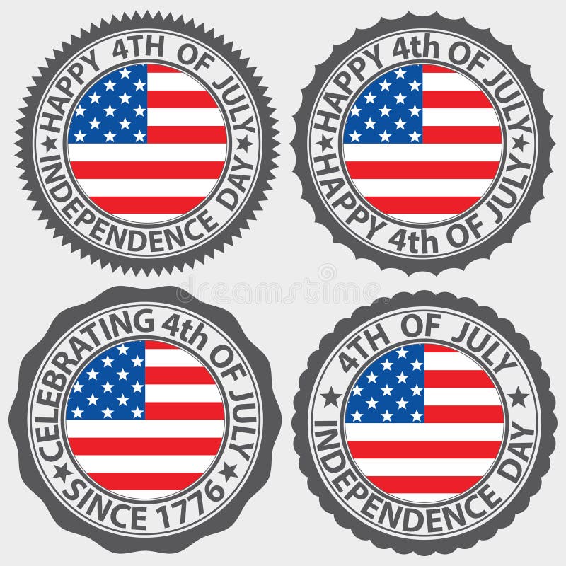 4th of July, USA Independence Day Label Set, Vector Illustration Stock ...