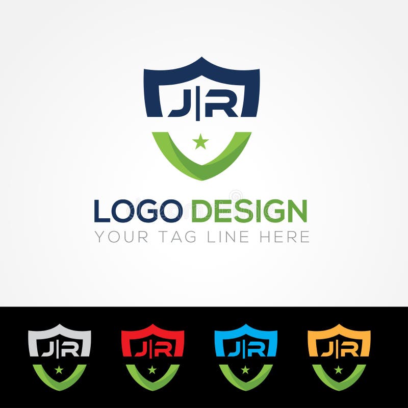 JR Letter Logo with Shield Shape Stock Vector - Illustration of ...
