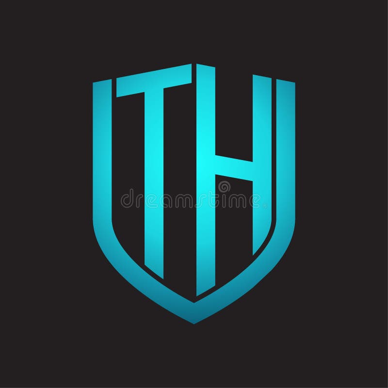 TH Logo Monogram with Emblem Shield Design Isolated with Blue Colors on ...