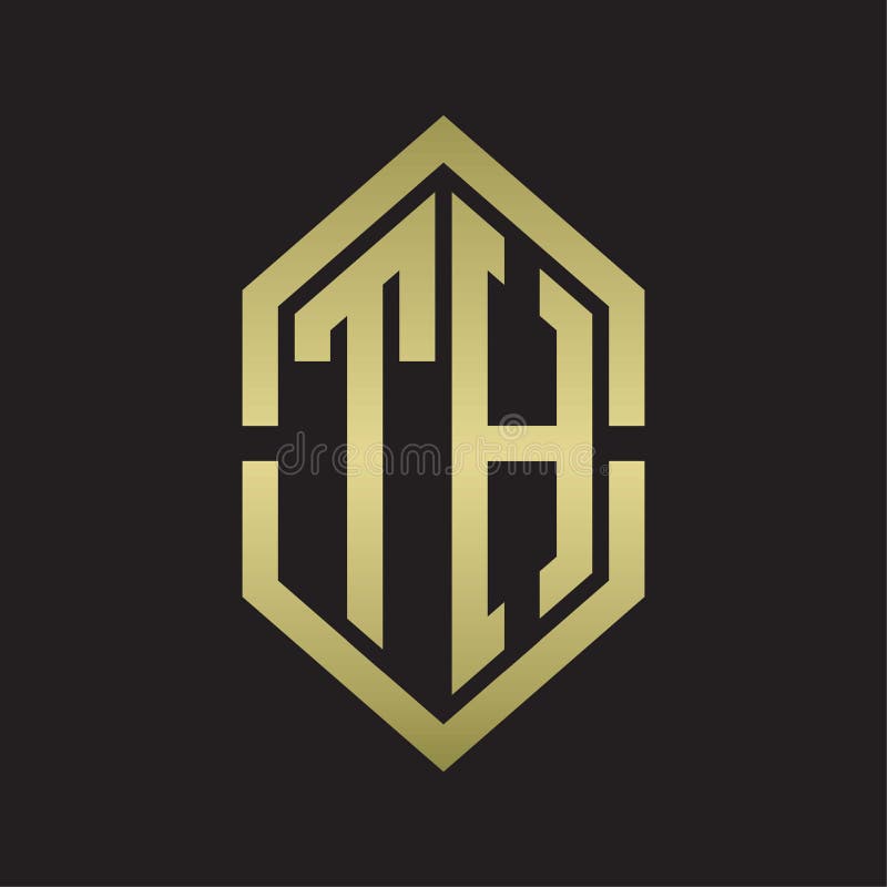 TH Logo Monogram with Hexagon Shape and Outline Slice Style with Gold ...