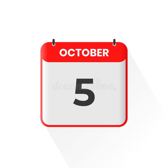 5th October Calendar Icon. October 5 Calendar Date Month Icon Vector ...