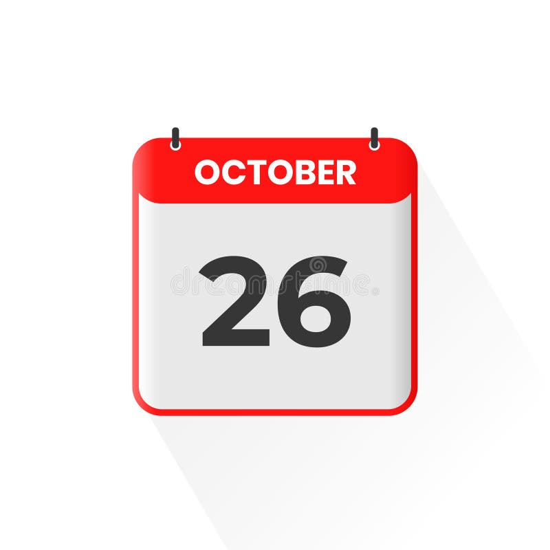 26th October Calendar Icon. October 26 Calendar Date Month Icon Vector ...