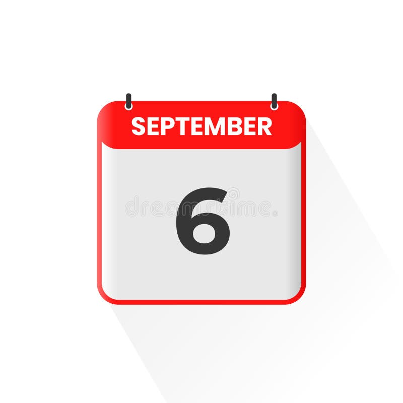 6th September Calendar Icon. September 6 Calendar Date Month Icon ...
