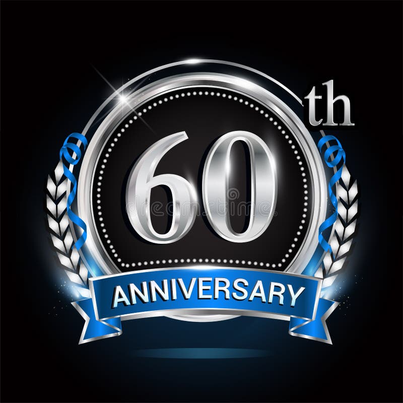 60th Silver Blue Anniversary Logo Stock Illustrations – 72 60th Silver ...