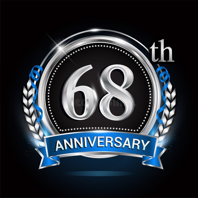 68th Silver Anniversary Logo with Blue Ribbon and Ring Stock ...