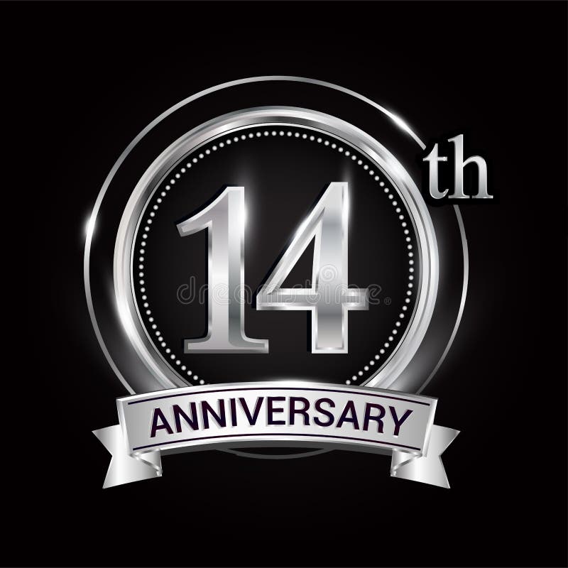 14th Silver Anniversary Logo with Laurel Wreath, Ribbon and Silver Ring ...