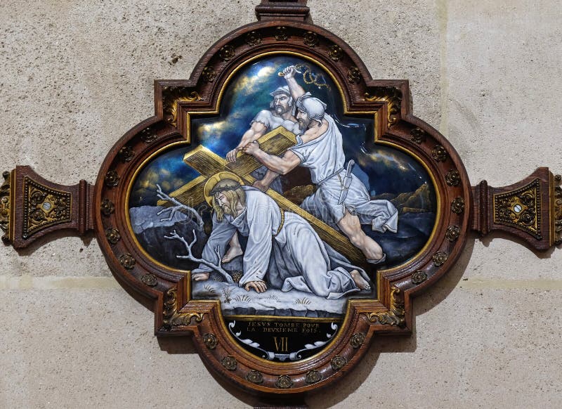 7th Stations of the Cross, Jesus Falls the Second Time Stock Photo ...