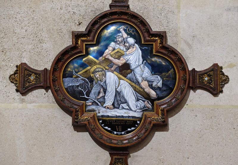 7th Stations of the Cross, Jesus Falls the Second Time Stock Image ...