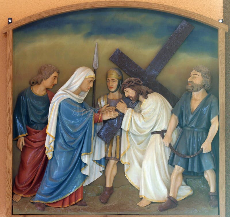 4th Stations of the Cross, Jesus Meets His Mother Stock Photo - Image ... 4th Stations of the Cross, Jesus Meets His Mother Stock Photo - Image ...